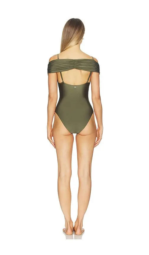 Simkhai Calix Draped Bustier One Piece Swimsuit