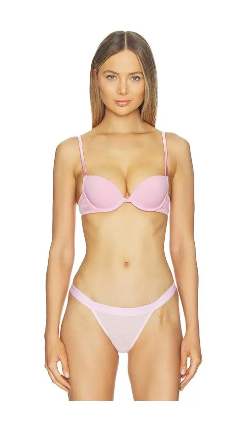 Fleur Du Mal Le Stretch Lace Molded Demi Bra In Pink - Bisou