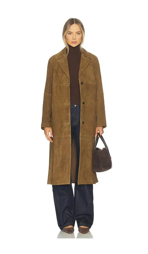 Vince Suede Leather Long Coat