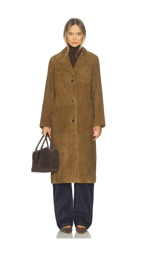 Vince Suede Leather Long Coat