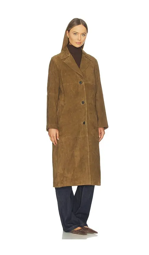 Vince Suede Leather Long Coat