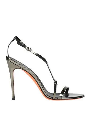 Santoni Slingback Stiletto Heel Sandals - Gunmetal