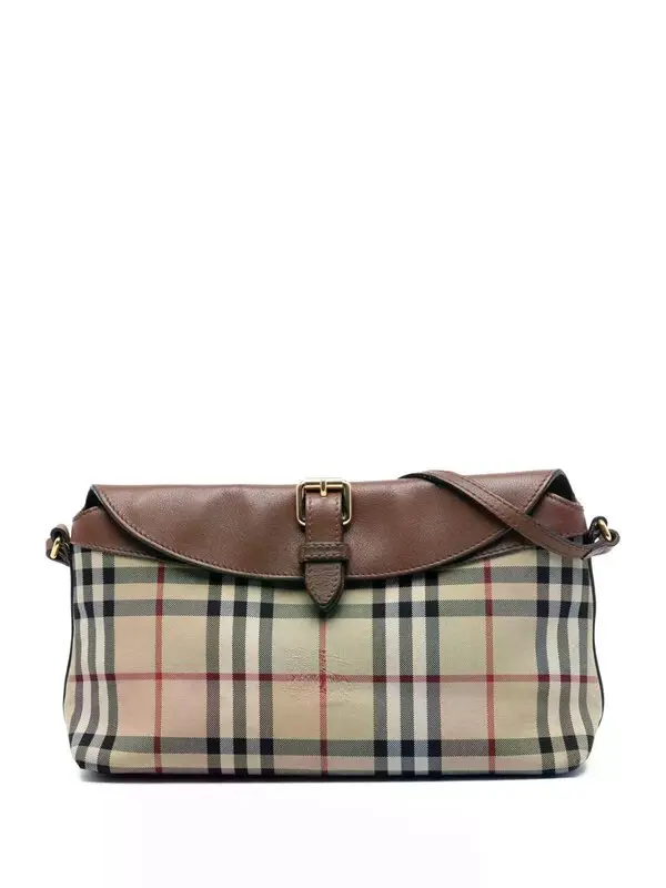 Burberry Haymarket Check Coated Canvas Leah Crossbody Bag - Brown