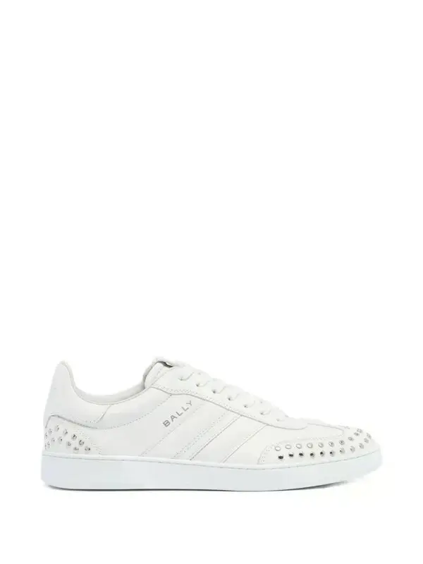 Bally Retro Crest Studded Leather Sneakers