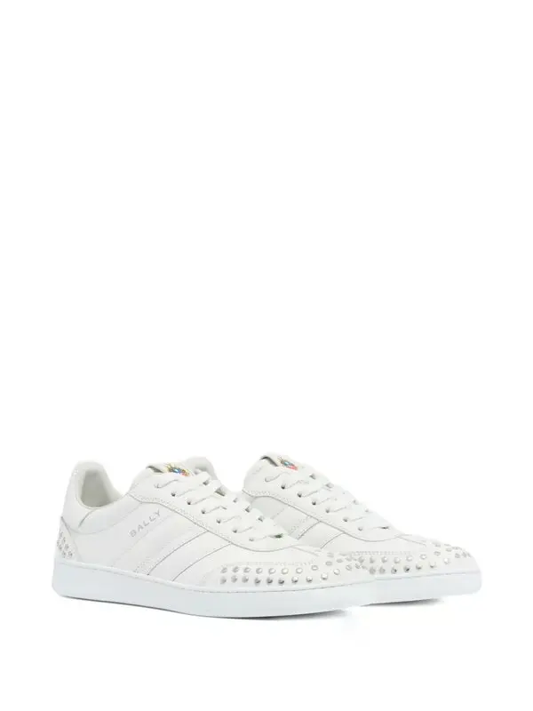 Bally Retro Crest Studded Leather Sneakers