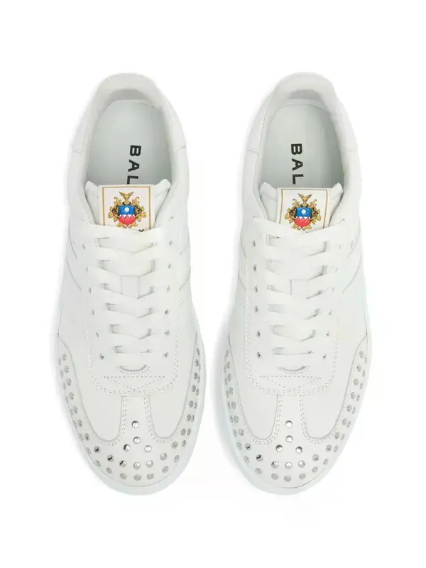 Bally Retro Crest Studded Leather Sneakers