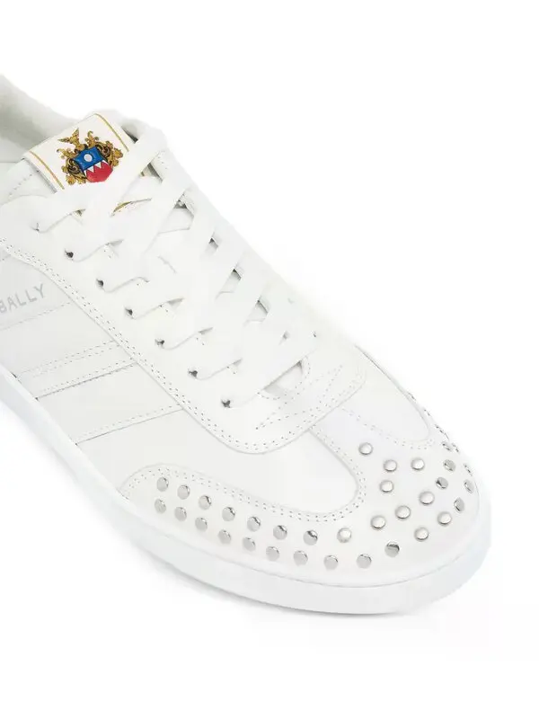 Bally Retro Crest Studded Leather Sneakers