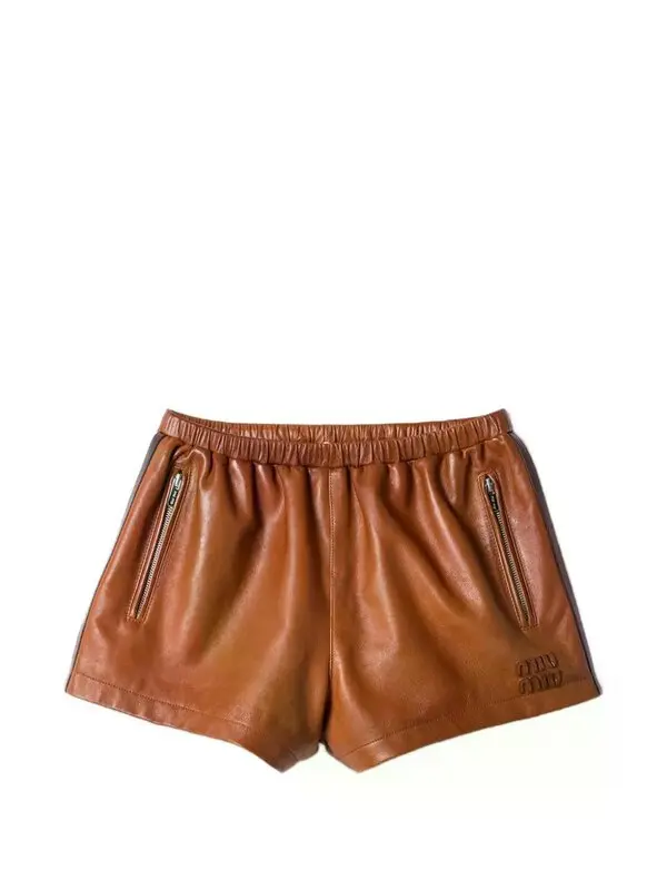 Miu Miu Striped Leather Shorts