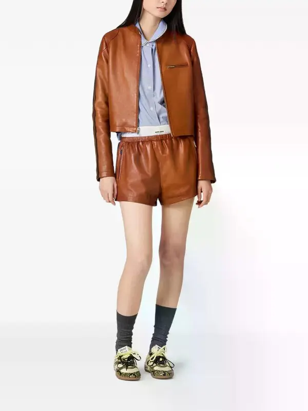 Miu Miu Striped Leather Shorts