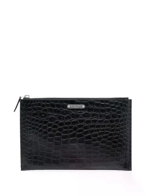 Saint Laurent 2018 Croc Embossed Leather Clutch Bag