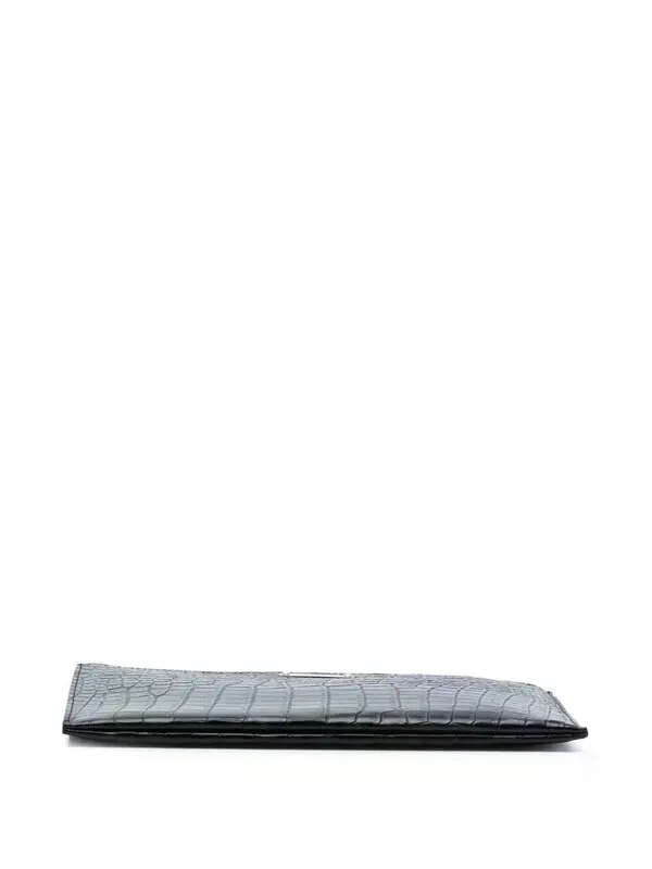 Saint Laurent 2018 Croc Embossed Leather Clutch Bag