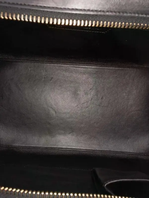 Celine 2014 Mini Tricolor Felt Wool And Calfskin Luggage Tote Bag - Black