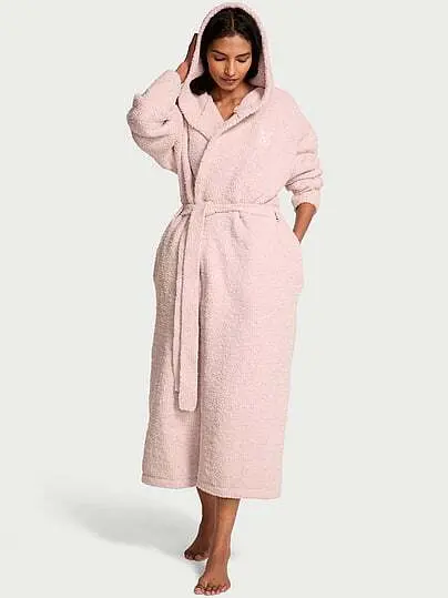 Victoria's Secret Cozy Chenille Hooded Long Robe - Beige