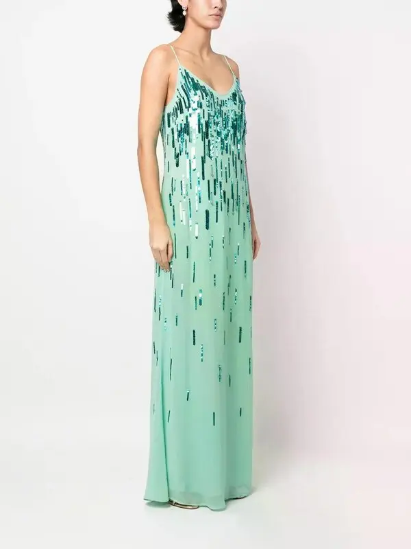 Amen Sequin-embellished V-neck Gown