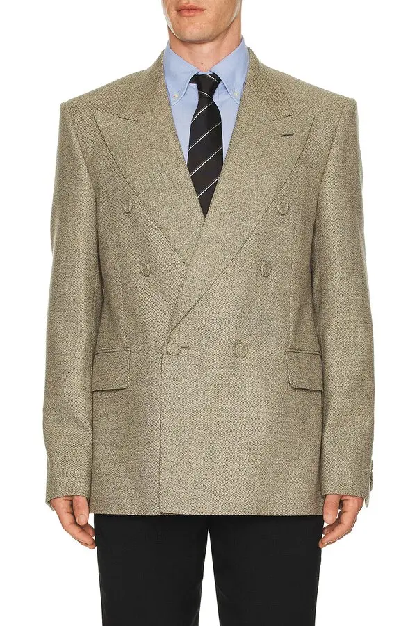Valentino Garavani Formal Double Breasted Blazer In Beige
