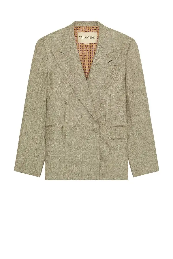 Valentino Garavani Formal Double Breasted Blazer In Beige