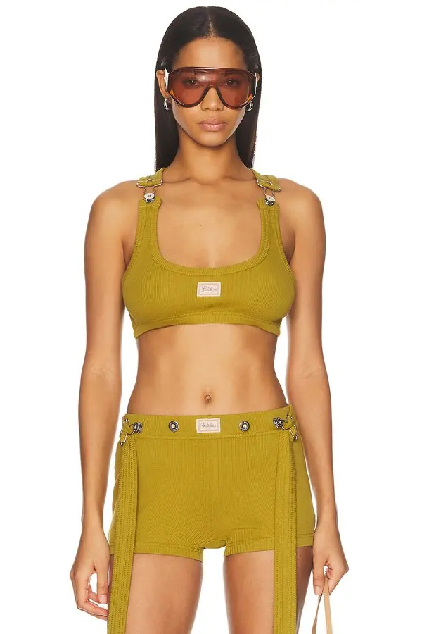 JEAN PAUL GAULTIER Cotton Ribbed Bra Top - Green
