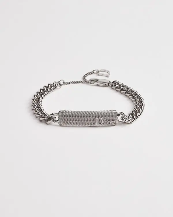 Dior Guilloché Chain Link Bracelet - Silver-finish Brass