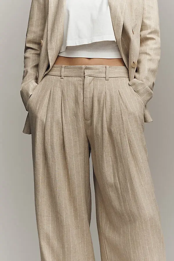 Maeve Avery Linen Blend Stripe Twill Pants