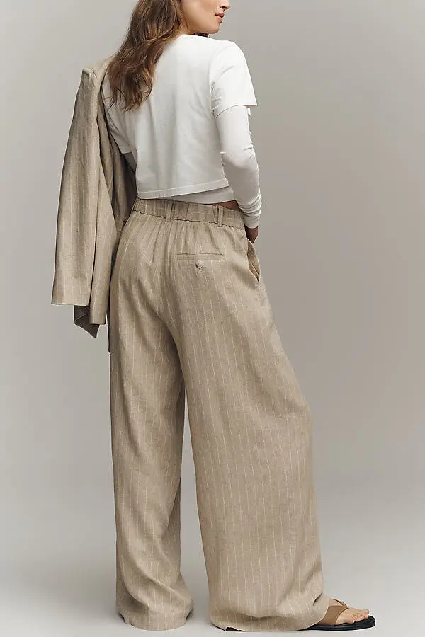Maeve Avery Linen Blend Stripe Twill Pants