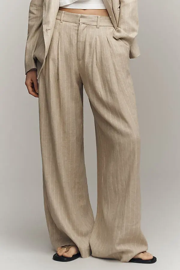 Maeve Avery Linen Blend Stripe Twill Pants