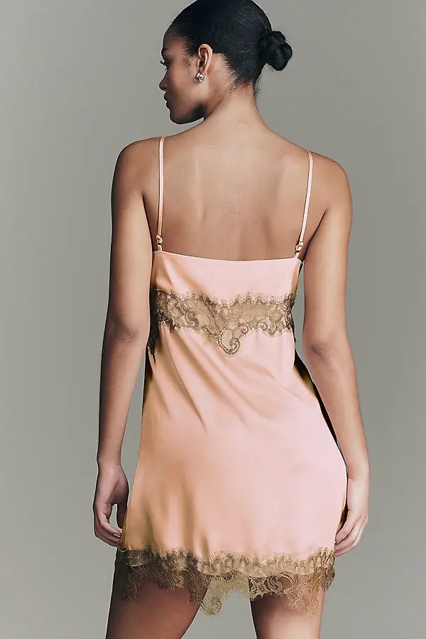 RMN Lara Lace-trim Mini Slip Dress