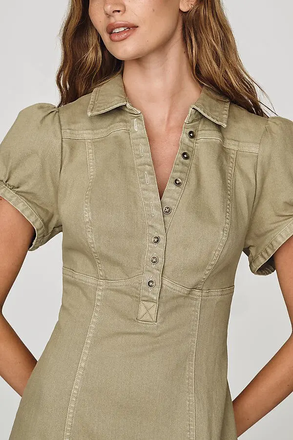 PILCRO Rebekah Denim Slim Midi Dress - Elm