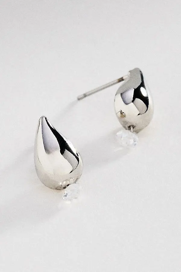 Anthropologie Teardrop Crystal Earrings - Silver