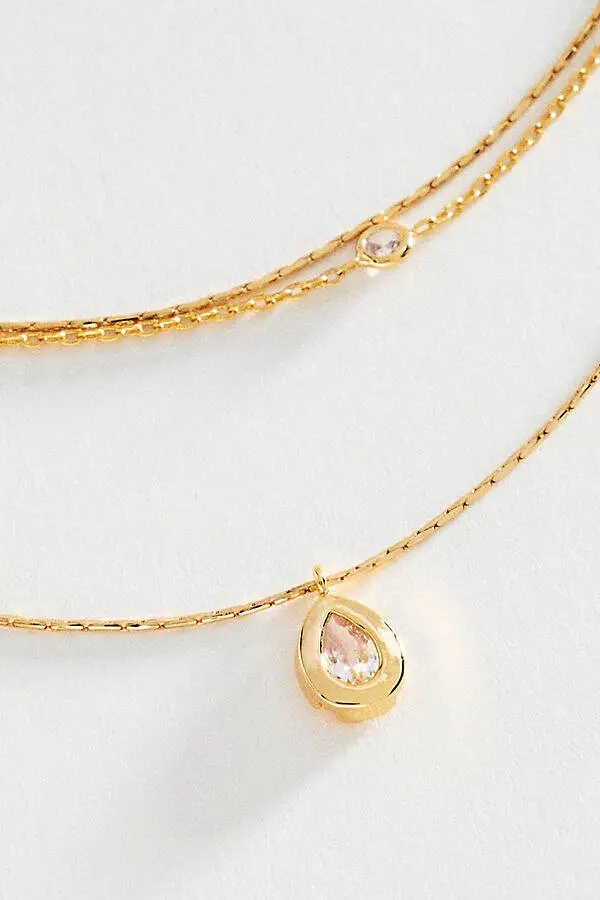 Anthropologie Delicate Layered Crystal Necklace