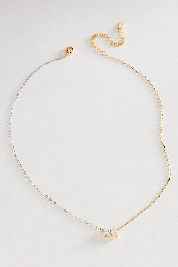 Anthropologie Delicate Mixed Stone Necklace - Clear/clear