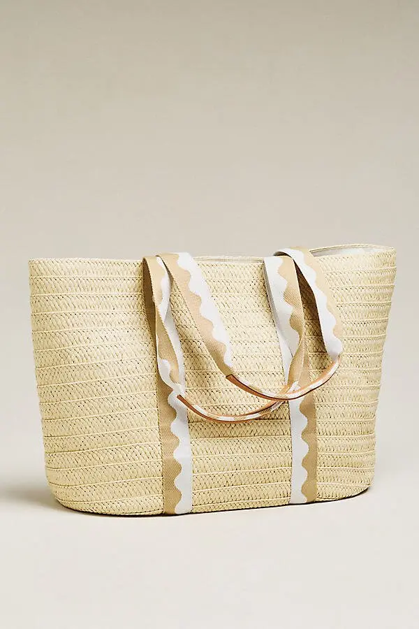SHIRALEAH Marbella Straw Tote - Tan