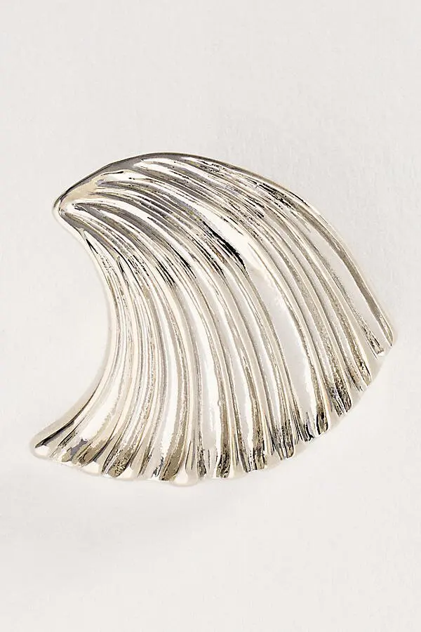 Anthropologie Textured Wave Earrings - Silver