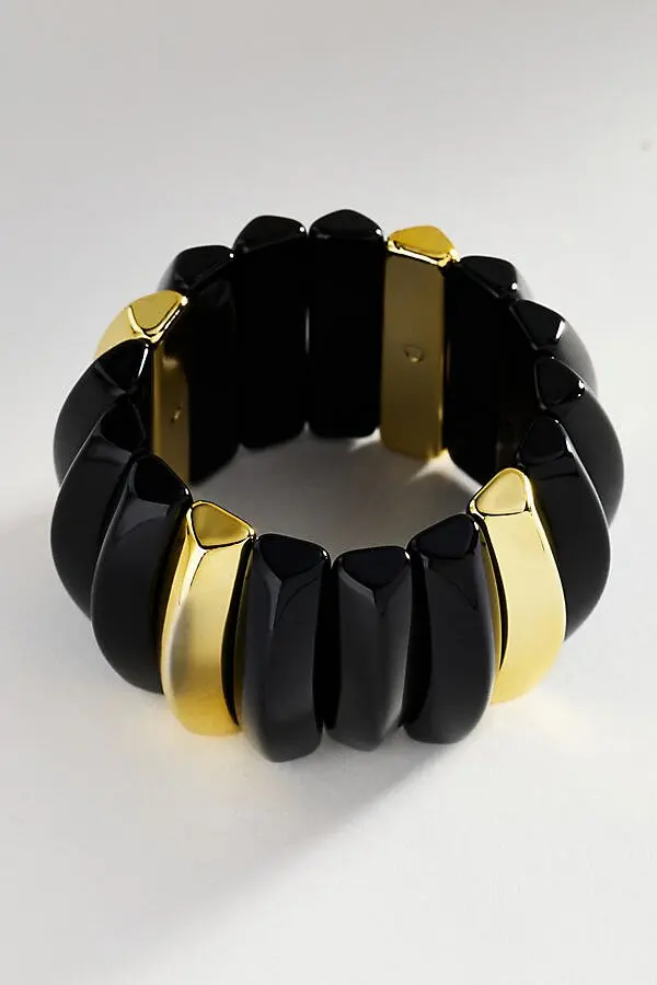 Anthropologie Two-tone Stretch Bracelet - Black / Gold