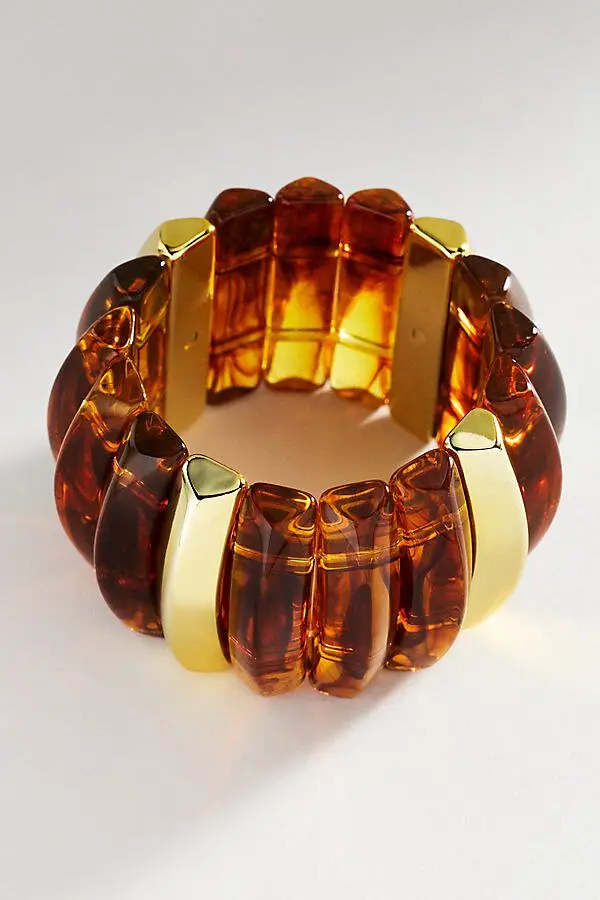 Anthropologie Two-tone Stretch Bracelet - Tortoise & Gold