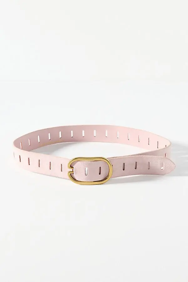 Anthropologie Adjustable Notch Belt - Pink Suede
