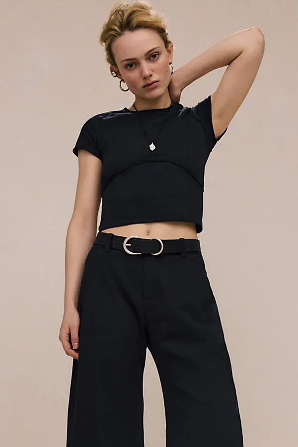 Free People Leather Belt With Metal Buckle - Black