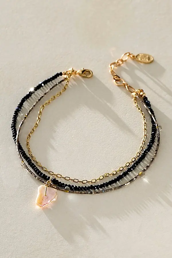 ARIANA OST Primrose Semiprecious Stone Anklet - Black