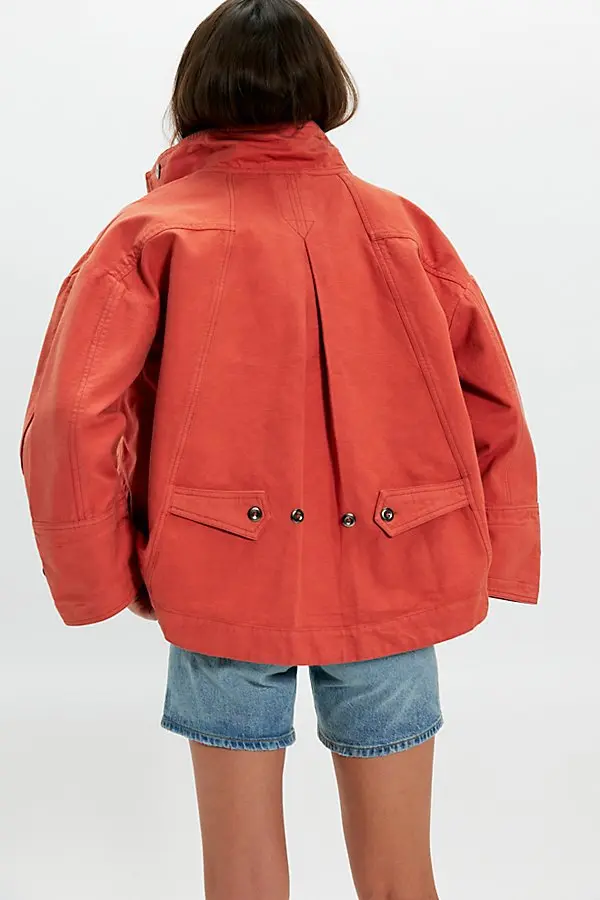 Free People We The Free Collins Washed Canvas Jacket - Red Clay