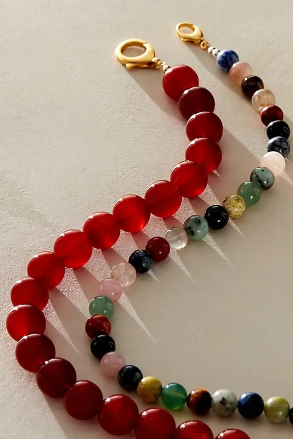 ALV Round Semiprecious Stone Necklace - Orchard