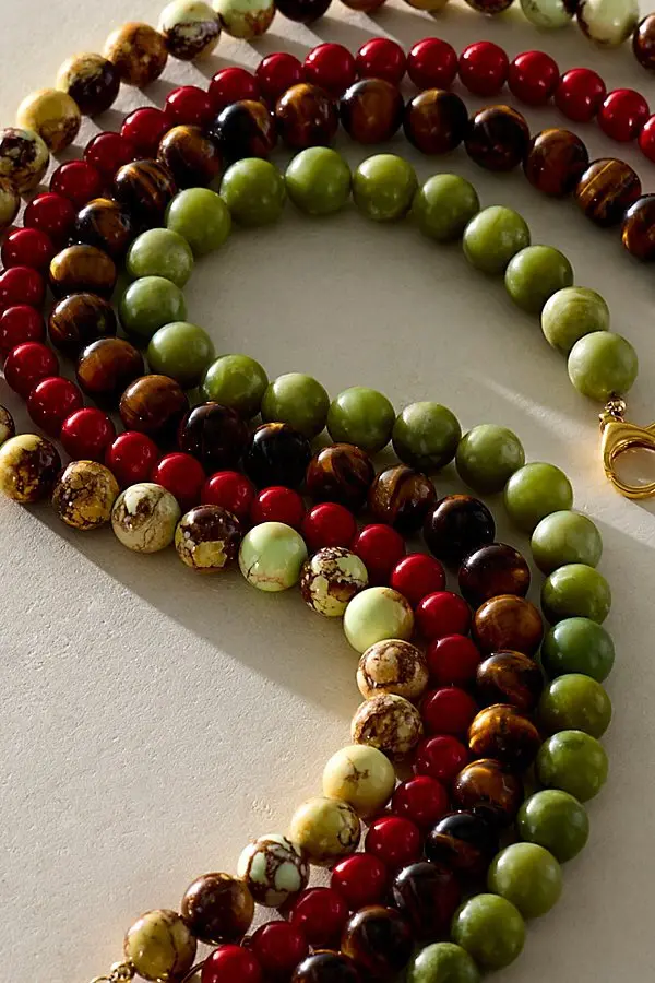 ALV Round Semiprecious Stone Necklace - Tigers Eye