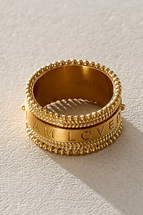SATYA Loving Mantra Spinning Ring - Gold