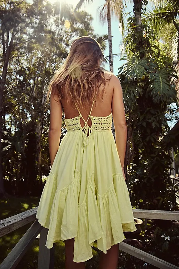 Free People Sandoll Cotton Mini Dress - Luminary Green | Editorialist