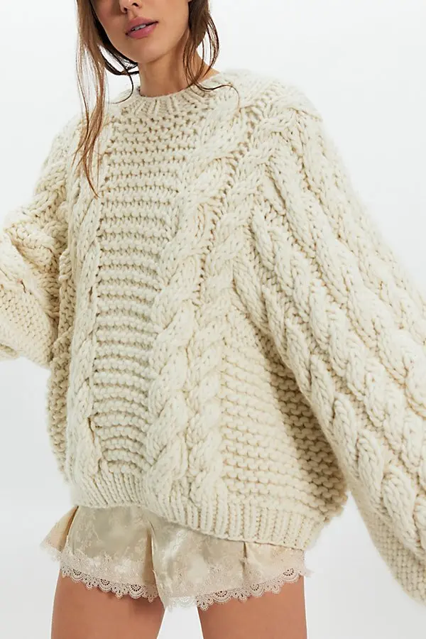 MR MITTENS Cable Knit Wool Sweater