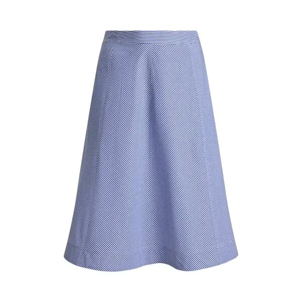 Ralph Lauren Striped Paneled Cotton Broadcloth A-line Skirt - Blue/white