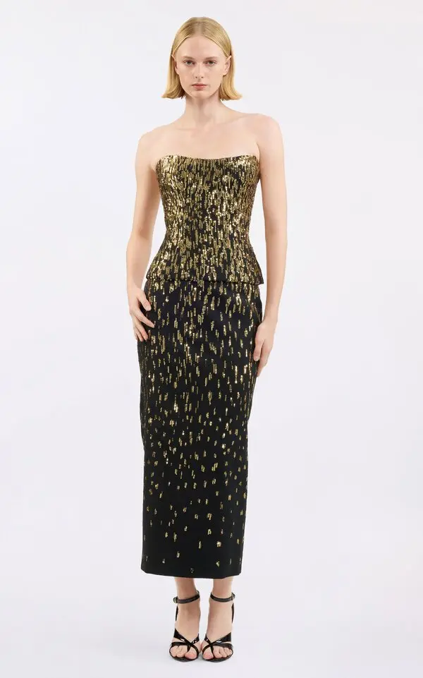 Elie Saab Sequined Midi Skirt