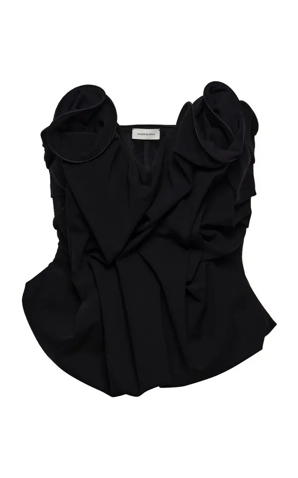 Magda Butrym Sweetheart Neck Wool Corset Top - Black