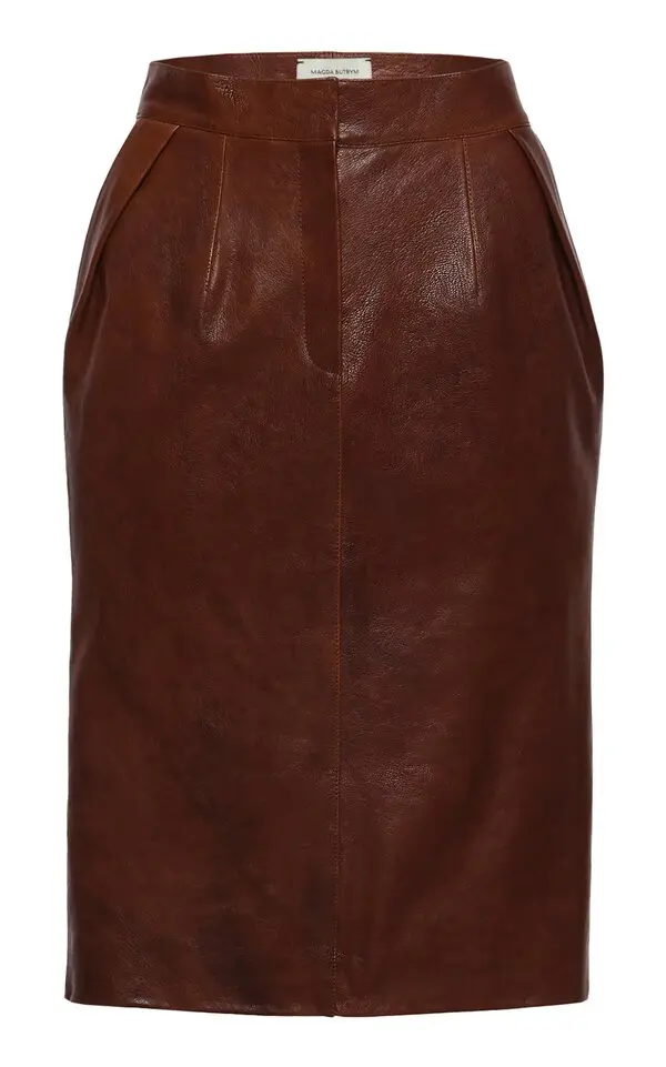 Magda Butrym Leather Pencil Skirt - Brown