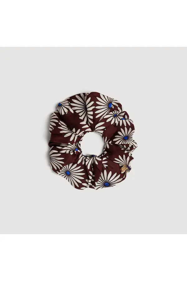 Sandro Printed Silk Scrunchie - Red