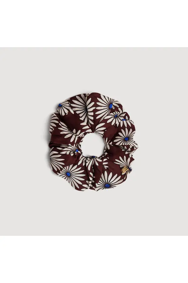 Sandro Printed Silk Scrunchie - Red
