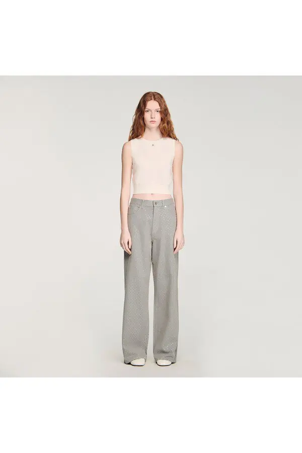 Sandro Striped Wide-leg Trousers